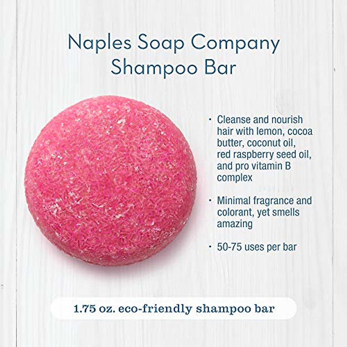 Naples Soap Company Solid Shampoo Bar for All Hair Types – Eco-Friendly, Free of Parabens, Alcohol, Pthalates – Handmade, pH Balanced, Hydrating Haircare, Lasts 50-75 Uses – Sunkissed, 1.75 oz
