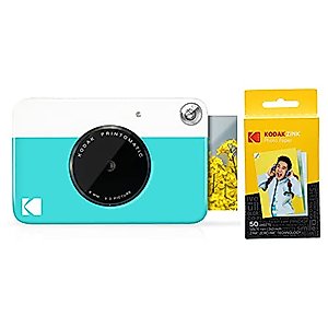 Kodak PRINTOMATIC Digital Instant Print Camera (Blue) with Kodak 2ʺx3ʺ Premium ZINK Photo Paper (50 Sheets)