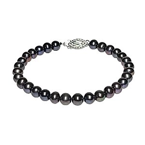 Black Freshwater Cultured Pearl Bracelets 7 Inch for Women AA Quality 6mm Black Bracelet Sterling Silver Clasp - Orien Jewelry