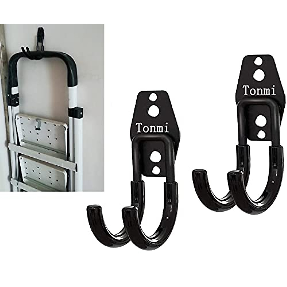 2Pcs Telescoping Wall Mount Ladder Hooks, Folding Step Stool Wall Mount Hooks, Household Engineering Ladder Hanger, Telescoping Ladder Hanger, for Garage or Shed Display & Storage Ladder Tool
