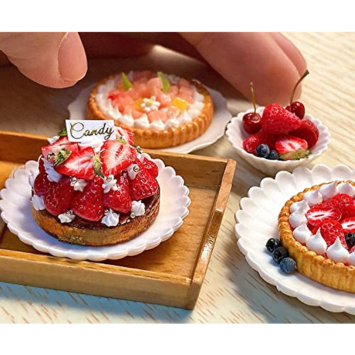 8Pcs/Set 1:6 Miniature Dollhouse Tableware Mini Plates Bowl Cup Set Dollhouse Chrysanthemum Bowl Dish Plate Set Mini Kitchenware for Barbies Doll Food Kitchen Accessories Toy