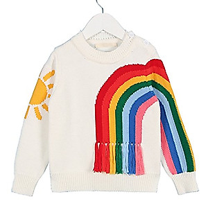 Wennikids Toddler Boys Girls Kids Rainbow Knit Pullovers Sweater Outwear Clothes Medium