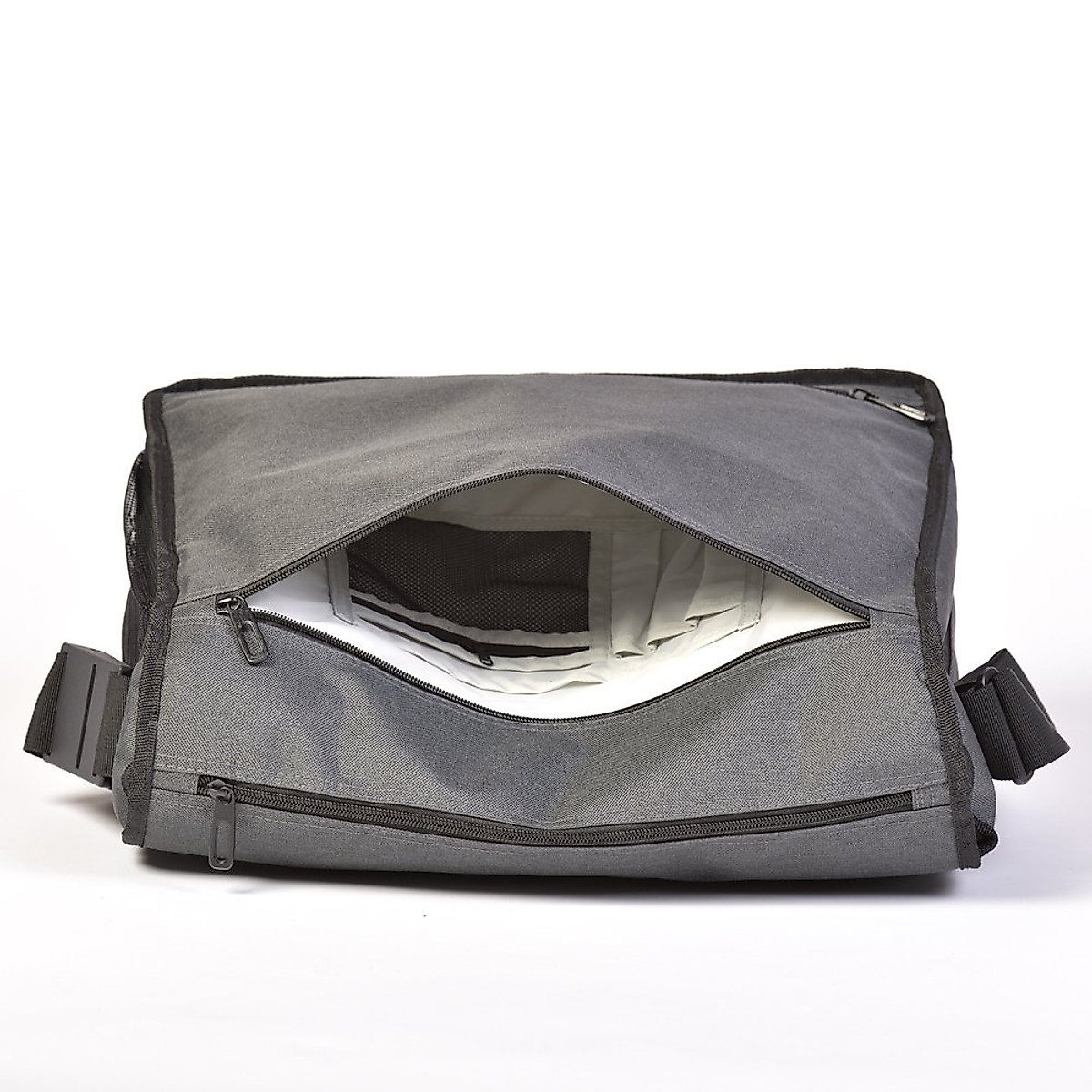 Filberry Messenger DIAPER BAG for DADS & MOMS to share baby care! - Top zipper for easy access - Large - Grey/Black – MEN love it!