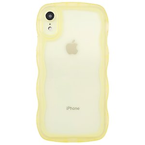 XIQI Compatible with iPhone XR Case 6.1", Cute Kawaii Curly Wave Frame Shape Soft Silicone Shockproof Protective Phone Cover for Women Girls, Clear/Yellow