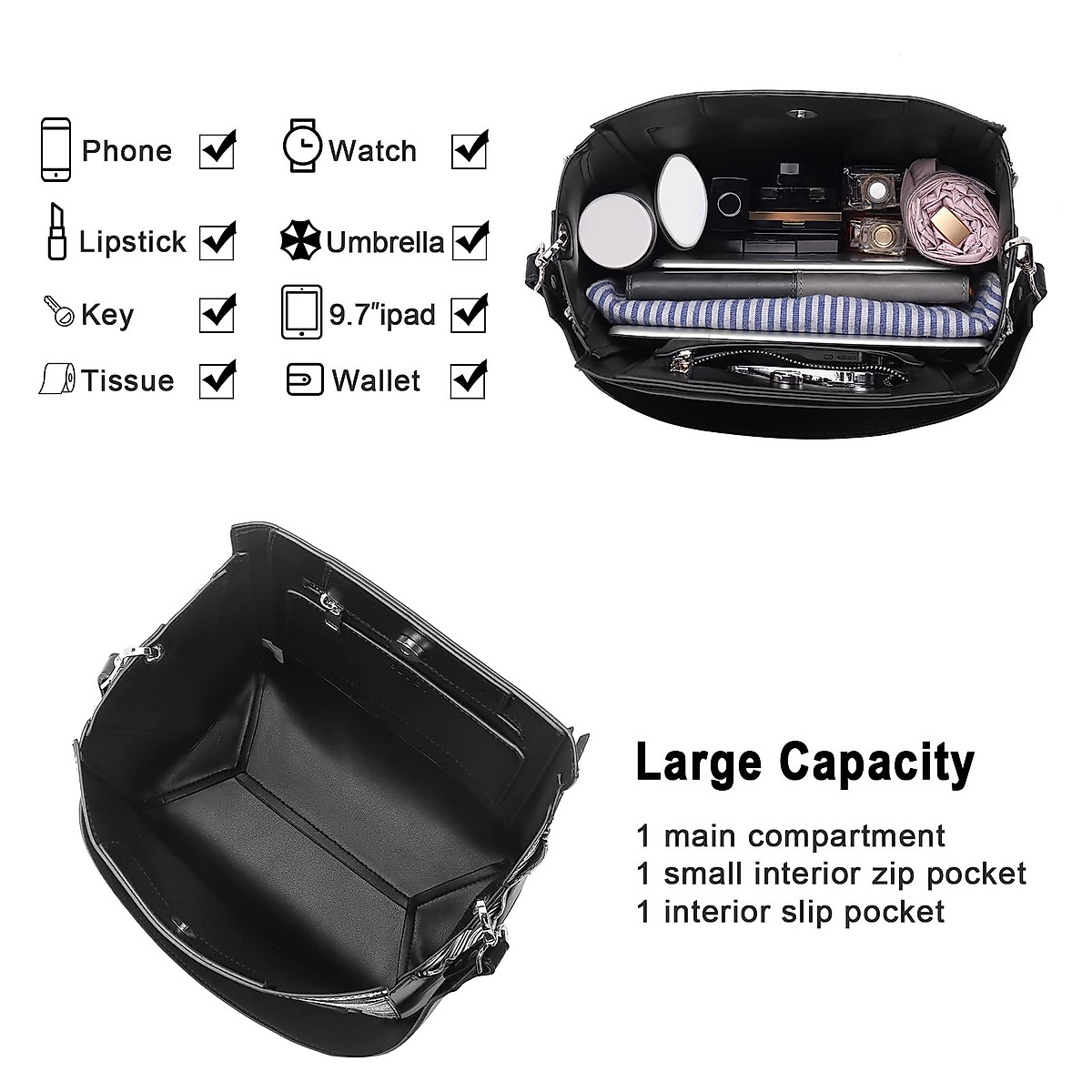 CLUCI Hobo Bags for Women Soft Leather Bucket Tote Purse and Handbag Designer Ladies Crossbody Shoulder Bags Zebra Pattern PVC