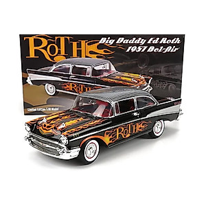 ModelToyCars 1957 Chevy Bel Air Hot Rod Big Daddy Ed Roth, Black - Acme A1807014-1/18 Scale Diecast Car