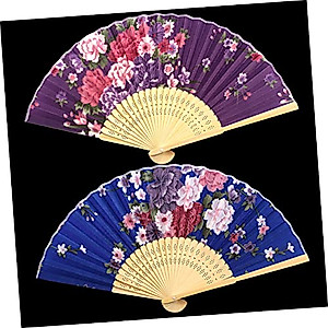MUSISALY 2pcs Silk Folding Chinese Silk Fans Hand Folding Fans Chinese Hand Fan chinese fan Chinese Folding Fans Japanese Hand Fan collapsible fan hand fans bamboo ancient fan men and women