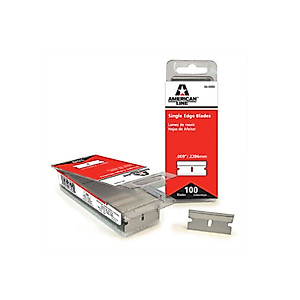 AccuTec American Line .009 inch Single Edge Aluminum-Backed Razor Blades for Scrapers And Carton Cutters - 100 Blades Per Box,Made of High Carbon,10-Pack- 66-0089-10P