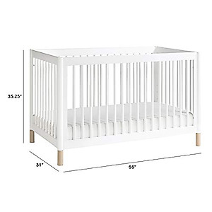 Babyletto Gelato 4-in-1 Convertible Crib with Toddler Bed Conversion in White and Washed Natural, Greenguard Gold Certified
