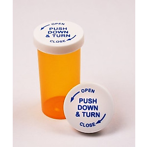 Pharmacy Prescription Vials, Amber Child Resistant Medicine Bottle, 13 Dram Push Down Caps, Caps Included, Pack of 320 (Pill Container, Pharmacy Bottle, Pharmacy Container) by Sponix