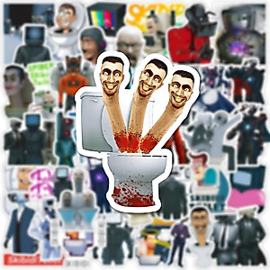 Skibidi Toilet Stickers,Cool Game Decals for Kids Teens Adults, 50pcs Vinyl Waterproof wangsying Decals for Laptop and Water Bottle Phone,Bike,Skateboard,Travel Case. (skibidi toilet-50pcs)