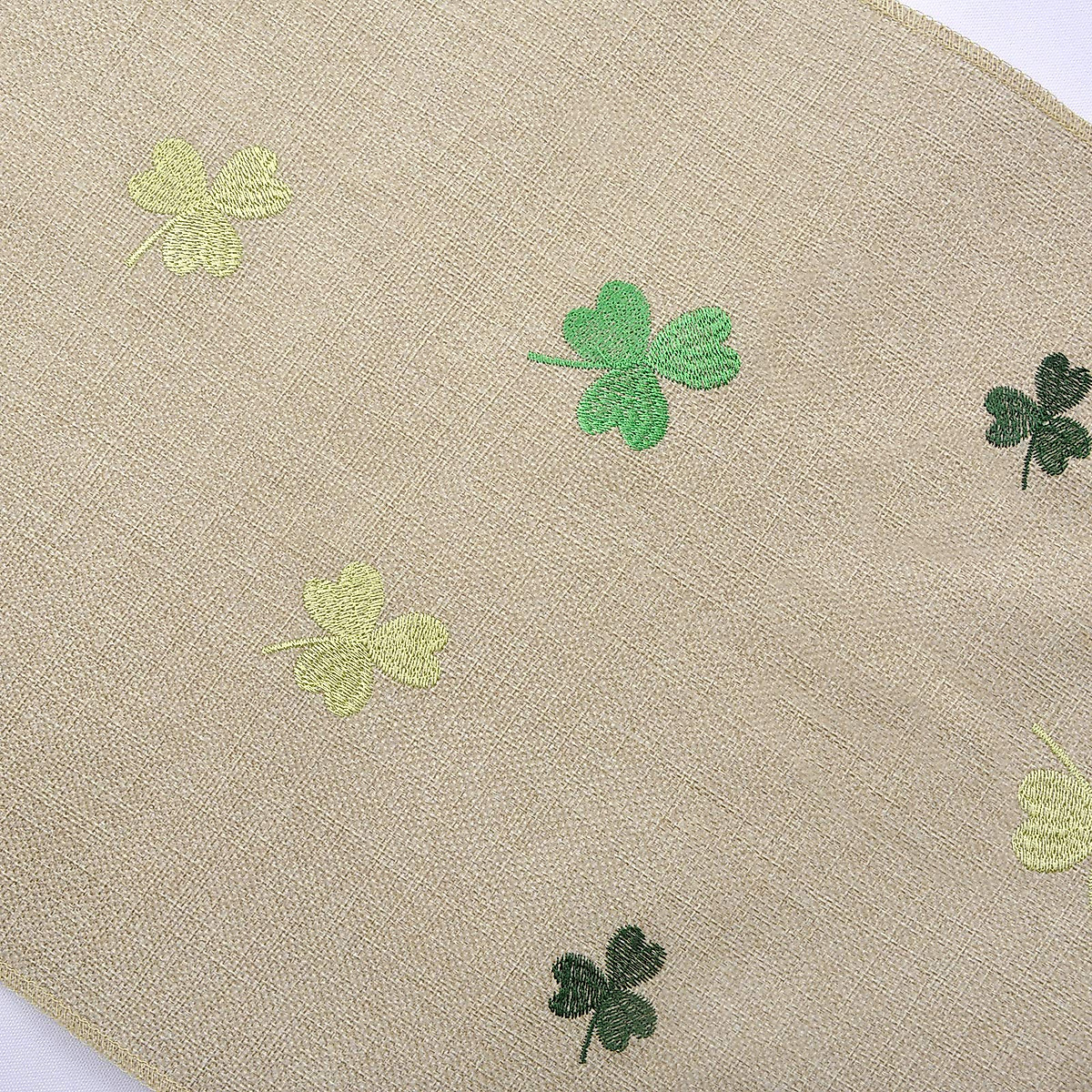 yuboo St Patrick Day Table Runner, Embroidered Shamrock Table Runnr Linen Burlap for Farmhouse Rustic Spring Decorations,13 x 72