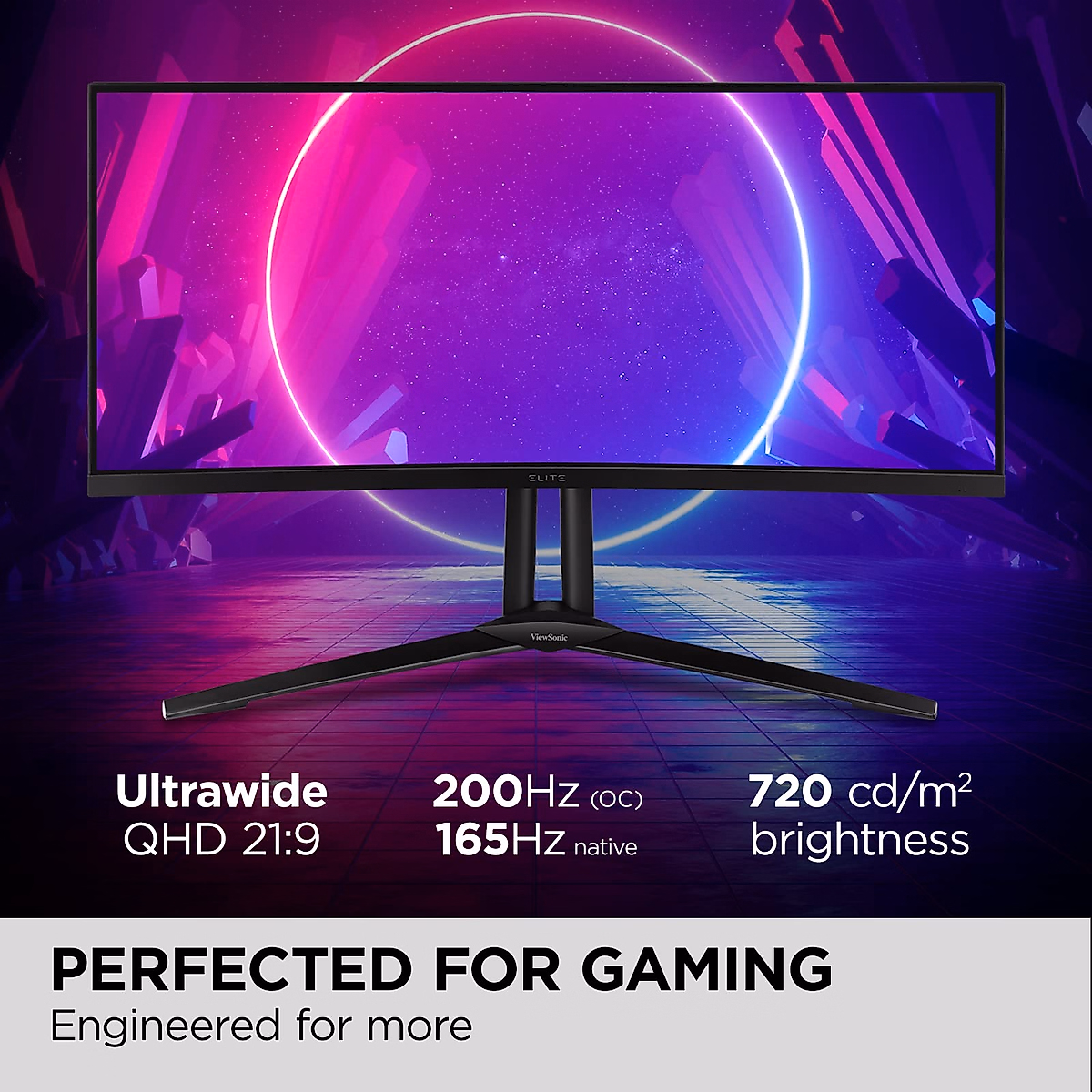 ViewSonic XG341C-2K 34 Inch 1440p 21:9 Curved Gaming Monitor 1ms, 200Hz, FreeSync Premium Pro, Mini LED, HDMI 2.1, USB C, HDR1400