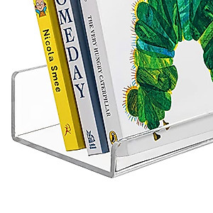 HBlife 15 Inches Invisible Wall Floating Bookshelf for Kids and Nursery, Clear Acrylic Shelves for Figures, 4 Pack (5MM Thick)
