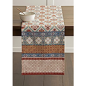 Maison d' Hermine Romane 100% Cotton Table Runner Farmhouse Tabletop Cover for Home Kitchen Dining Décor Cocktail Parties Family Dinners Wedding Thanksgiving/Christmas (Single Layer, 14.50"x108")