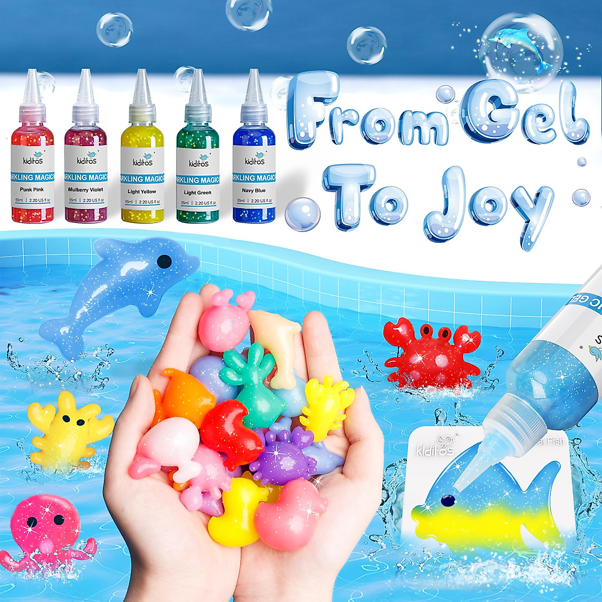 Kiditos Magic Water Elf Toy Kit,Aqua Fairy Water Gel kit with 20 Magic Gel&10 Molds-Easter Craft,Water Pets,Birthday Gifts,Party Favors,Make Your own Squishies Toys DIY Craft Kit for Kids Ages 3+