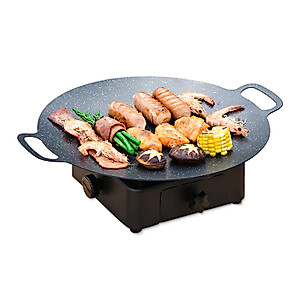 Korean Griddle Pan, Korean BBQ Plate Barbecue Grill Non Stick Circular Frying Pan for Home Outdoor Stove, Non-stick Coating frying Pan(Gas Model 33cm)