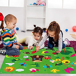 WATINC Insect Teaching Felt Board Story Set 3.5 Ft 45Pcs Preschool Bug Animals Caterpillar Bee Butterfly Dragonfly Storytelling Flannel Early Learning Play Kit Wall Hanging Gift for Toddlers (Green)