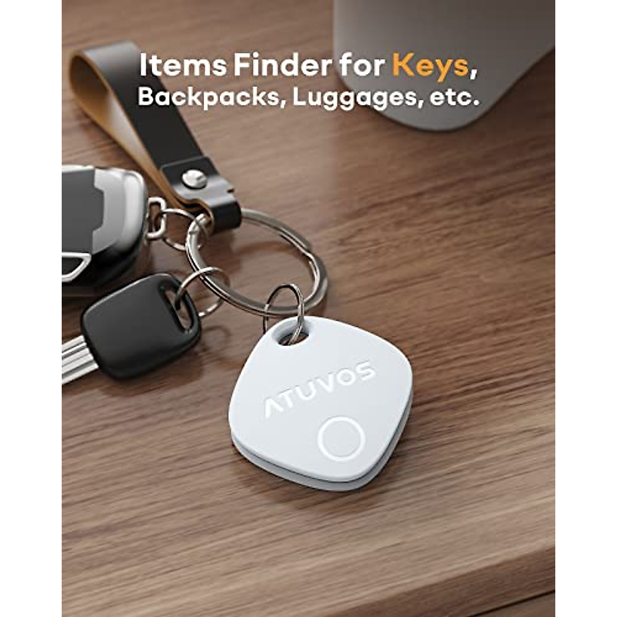 ATUVOS Luggage Tracker, Key Finder, Smart Bluetooth Tracker Pairs with Apple Find My (iOS Only), Item Locator for Bags, Wallets, Keys, Waterproof IP67, Anti-Lost 4 Pack