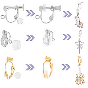 SUNNYCLUE 1 Box 48Pcs Earring Converters Clip-on Earrings Converter Components Stud Earring Findings Silicone Earring Pads Earrings Cushions Non-Pierced Clip on Converters for Studs Jewelry Making