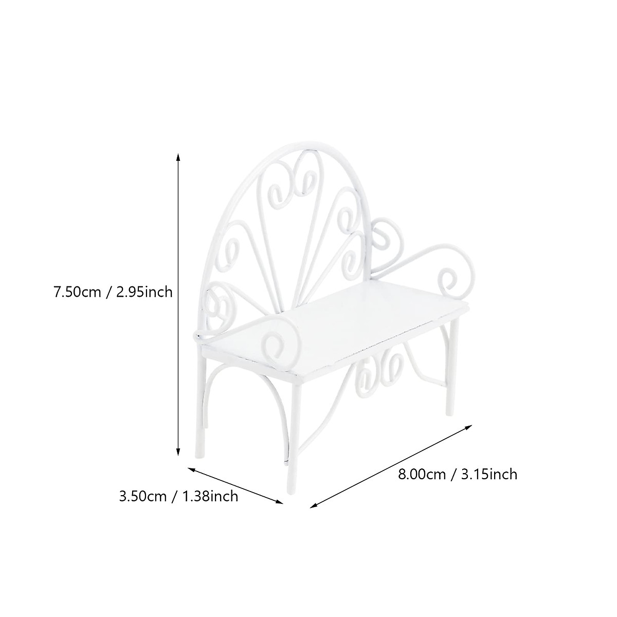 LIFKOME Miniature Garden Bench Miniature Dollhouse Furniture Doll House Decor Lawn Chair Fairy Gardens Accessories Decorations White