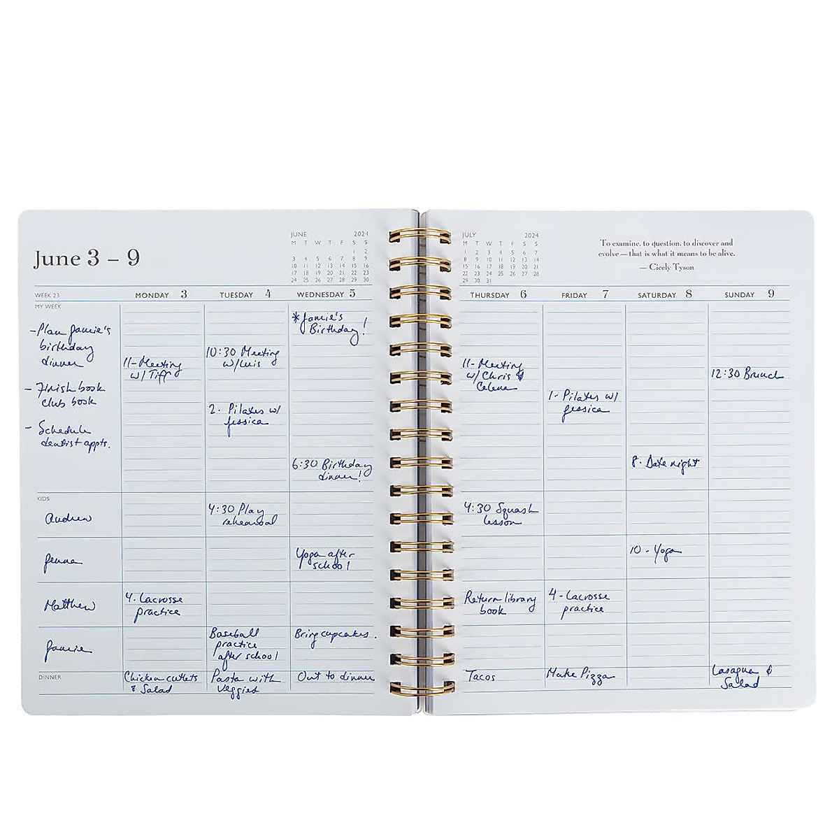 momAgenda Desktop 2024 Spiral Day Planner | July 2023 - December 2024 | Daily Monthly Unique Week-At-A-View Layout. (Botanical Garden)