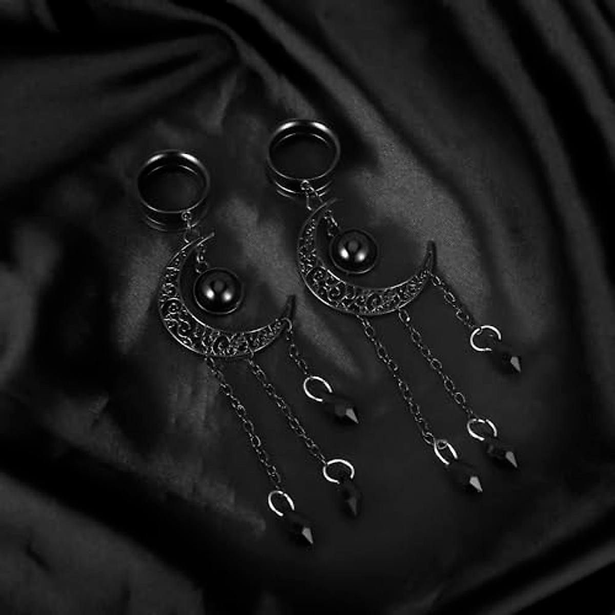 Maxbott 2PCS Stainless Steel Beautiful Flowers Ear Weights hangers for Stretched Ears Gauges Ear Plugs Tunnels Body Piercing Jewelry (6G(4mm), Silver)