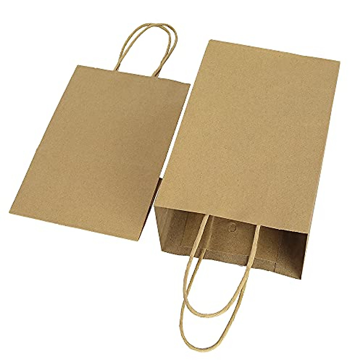 bagmad 100 Pack 5.25x3.25x8 inch Brown Small Paper Bags with Handles Bulk, Gift Paper Bags, Kraft Birthday Party Favors Grocery Retail Shopping Craft Bags Takeouts Business (Plain Natural 100pcs)