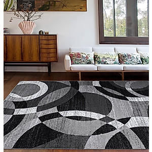 Rugshop Contemporary Abstract Circles Perfect for high Traffic Areas of Your Living Room,Bedroom,Home Office,Kitchen Area Rug 7'10" x 10'2" Gray