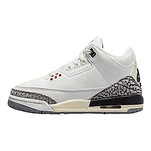 Nike Air Jordan 3 Retro White Cement Reimaged Big Kids 4.5Y, Summit White/Fire Red-black
