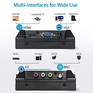 Dcorn 7 inch Mini Monitor,Small HDMI Monitor 1080P IPS Computer Monitors Support HDMI VGA BNC AV Input with Wall Bracket&Remote Control 1280x800 Pixel,160 Full Viewing w/Speaker