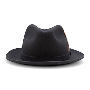 MONTIQUE Trendy Long Lasting 2 ¼ Brim Wool Felt Dress Hat for Men H-62 (X-Large, Black)