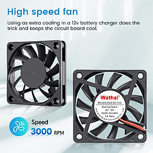 Wathai 60mm x 10mm 12V 2Pin DC Brushless Exhaust Cooling Fan 12 Volt for Small Replacement Cooler 2 Pack