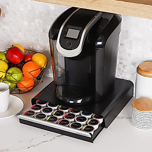 Mind Reader Single Serve Coffee Pod Drawer, 36 Pod Capacity, Countertop Organizer, 13.25"L x 12.75"W x 2.75"H, Black