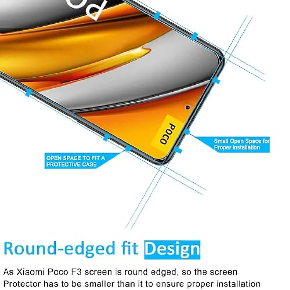 NEW'C 3 Pack Designed for Xiaomi Poco F3, Xiaomi Mi 11i Screen Protector Tempered Glass, Case Friendly Anti Scratch Bubble Free Ultra Resistant