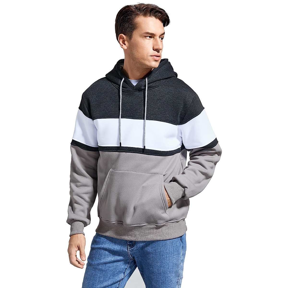 Lulucleaf Mens Hoodies Pullover Long Sleeve Casual Hoodie for Men Hooded Sweatershirt DimGrey Medium