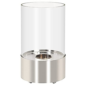 HOMCOM Ethanol Fireplace, 9" Tabletop 0.1 Stainless Steel, 160 Sq. Ft., Burns up to 1 Hour, Silver