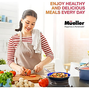 Mueller UltraClad Sapphire Pots and Pans Set Nonstick, 14 Piece Induction Cookware Sets, Aluminum Body, Includes Non Stick Deep Frying Pan, Sauce Pans for Cooking, Dutch Oven and More