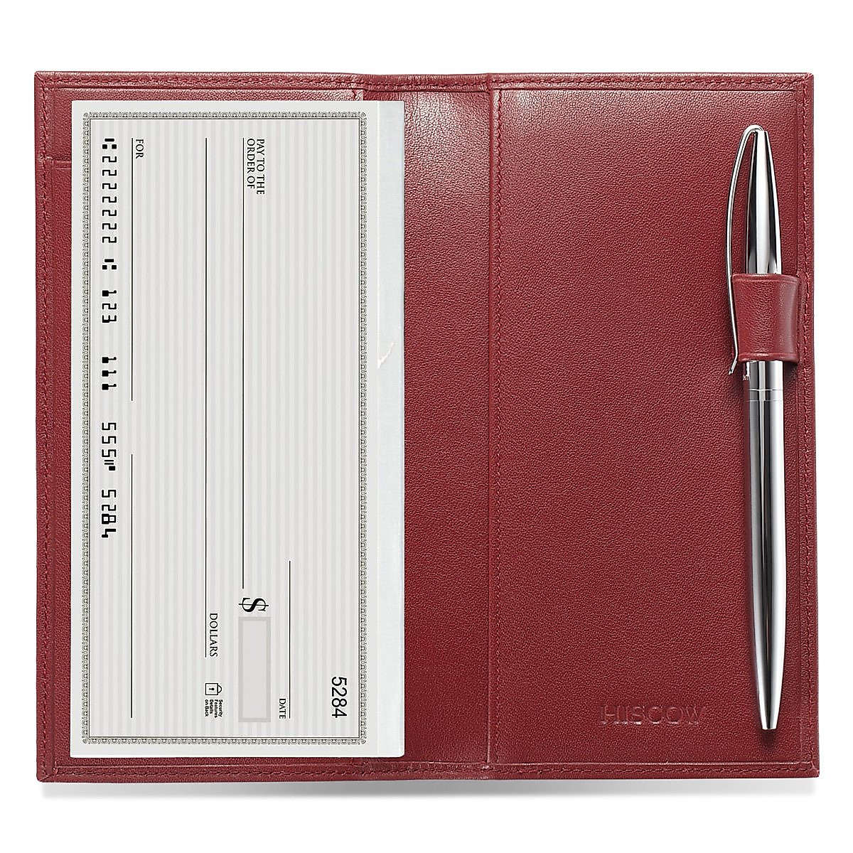 HISCOW Supple Leather Checkbook Cover with Free Divider - Italian Calfskin (Wine Red)