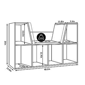 MUPATER Kids Reading Nook Organizer with Storage Bookshelf and Detachable Cushions, 6-Cubby Bookcase Cabinet for Kids Room and Bedroom, White