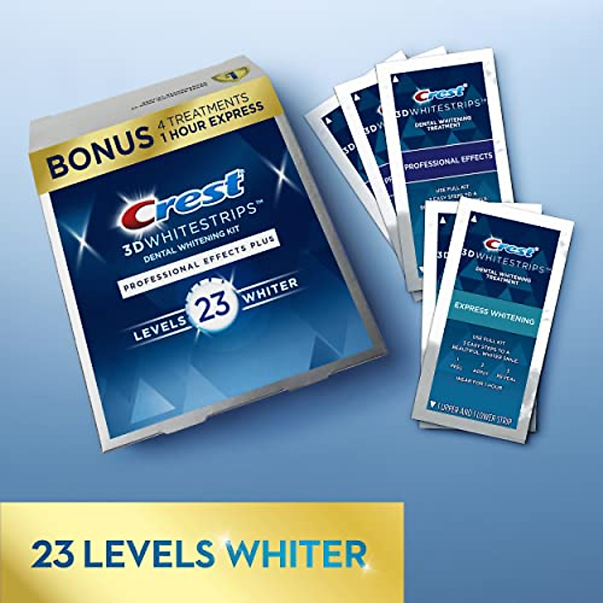 Crest 3D Whitestrips, Professional Effects Plus, Teeth Whitening Strip Kit, 48 Strips (24 Count Pack)