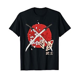 Ancient Japanese Cherry Blossom Samurai Katana Sword T-Shirt