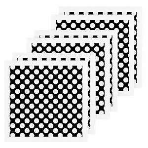 ALAZA Wash Cloth Set Black White Dot - Pack of 6 , Cotton Face Cloths, Highly Absorbent and Soft Feel Fingertip Towels(226cr8a)