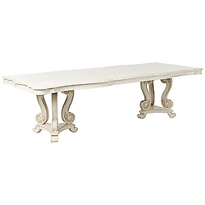 ACME Furniture Ragenardus Double Pedestal Dining Table, Antique White