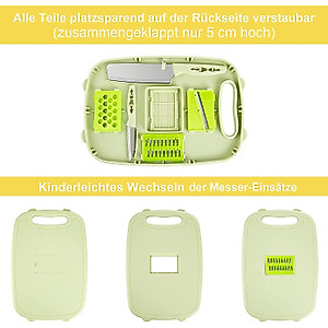 BUYONE Collapsible Cutting Board, Foldable Chopping with Colander, 9-In-1 Multi Kitchen Vegetable Washing Basket Silicone Dish Tub for Camping, Picnic, BBQ, Kitchen-Green, LSBL1T, One Size