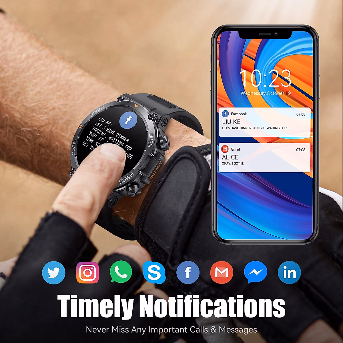 Military Smart Watches for Men Make Call 1.39" HD Big Screen Fitness Tracker Rugged Tactical Smartwatch Compatible with iPhone Samsung Android Phones Heart Rate Sleep Monitor Sports Watch