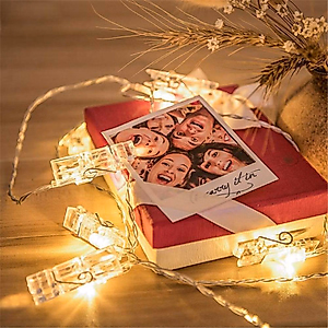 Dopheuor Photo Clip String Lights LED Fairy Clip String Lights Hanging Photo Pictures Battery Operated for Gifts Patio Christmas Bedroom Wedding Birthday Party Halloween Festival Decor (no Battery)
