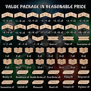 Ability, Loyalty and +1/+1 Counters Set of 194 Wood Keyword, Magic Tokens Compatible with Magic The Gathering, MTG