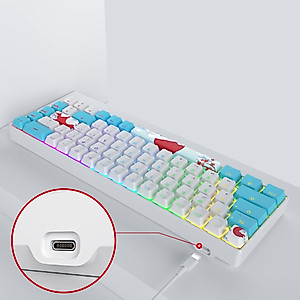 Owpkeenthy Wired 65% Mechanical Gaming Keyboard with Blue Switch 60% Ultra Compact RGB Gaming Keyboard Backlit Keys N-Key Rollover for PC PS5 Xbox(Blue/ 68 Blue Switch)