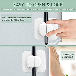 DANHAN 3 Pcs Baby Safety Fridge Lock, Refrigerator Fridge Freezer Door Lock for Kids,Child Proof Refrigerator Freezer Door Lock, No Tools Required and Easy Installation (White)